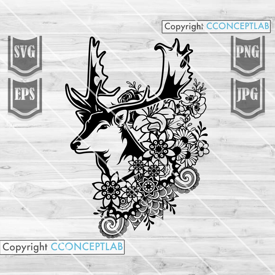 Floral Mandala Deer || Svg File || Floral Deer Svg || Floral Animal Svg ...