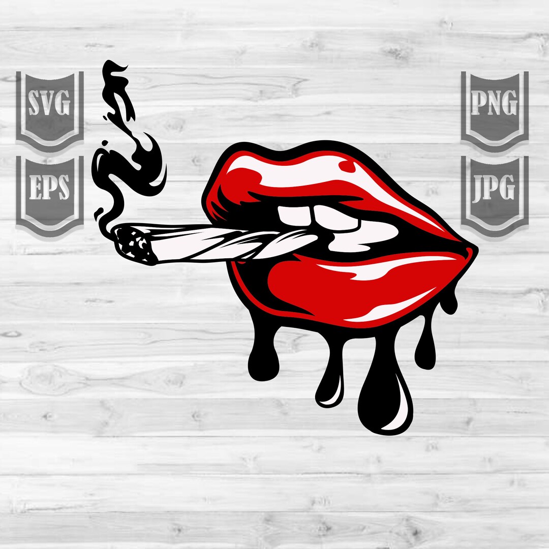 Red Lips Smoking Weed Svg | Marijuana Cut File | Cannabis Clipart ...
