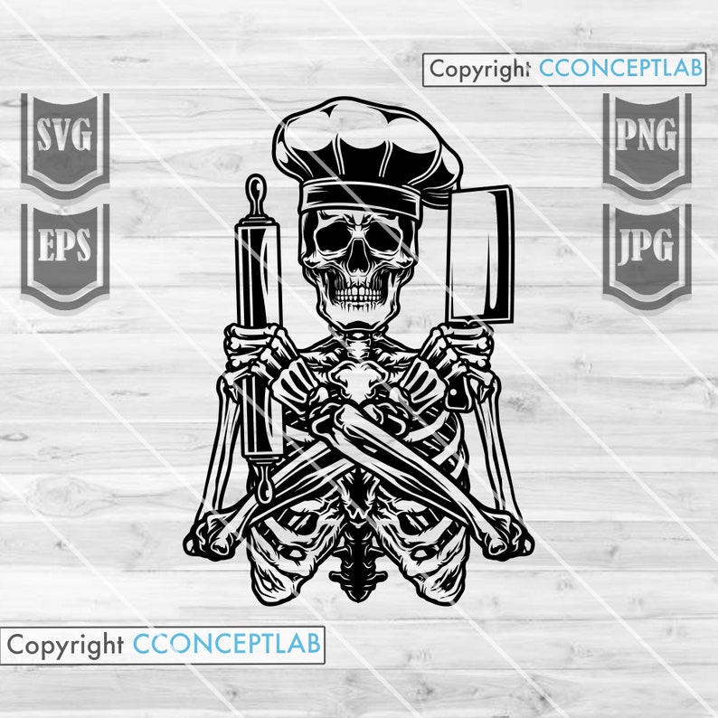 Chef Skull Svg Chef Clipart Chef Cutfile Chef Skull Png - Etsy