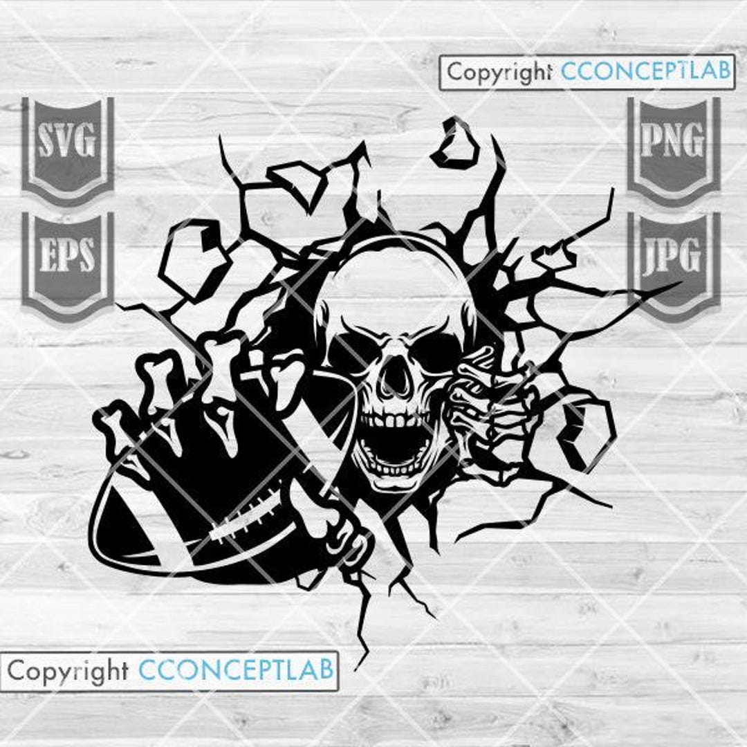 Football Svg | Football Skull Svg | Smashed Wall Cutfile | Cracked Wall ...