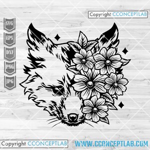 Floral Fox Svg | Woodland Animal Cutfile | Flower Fox Clipart ...