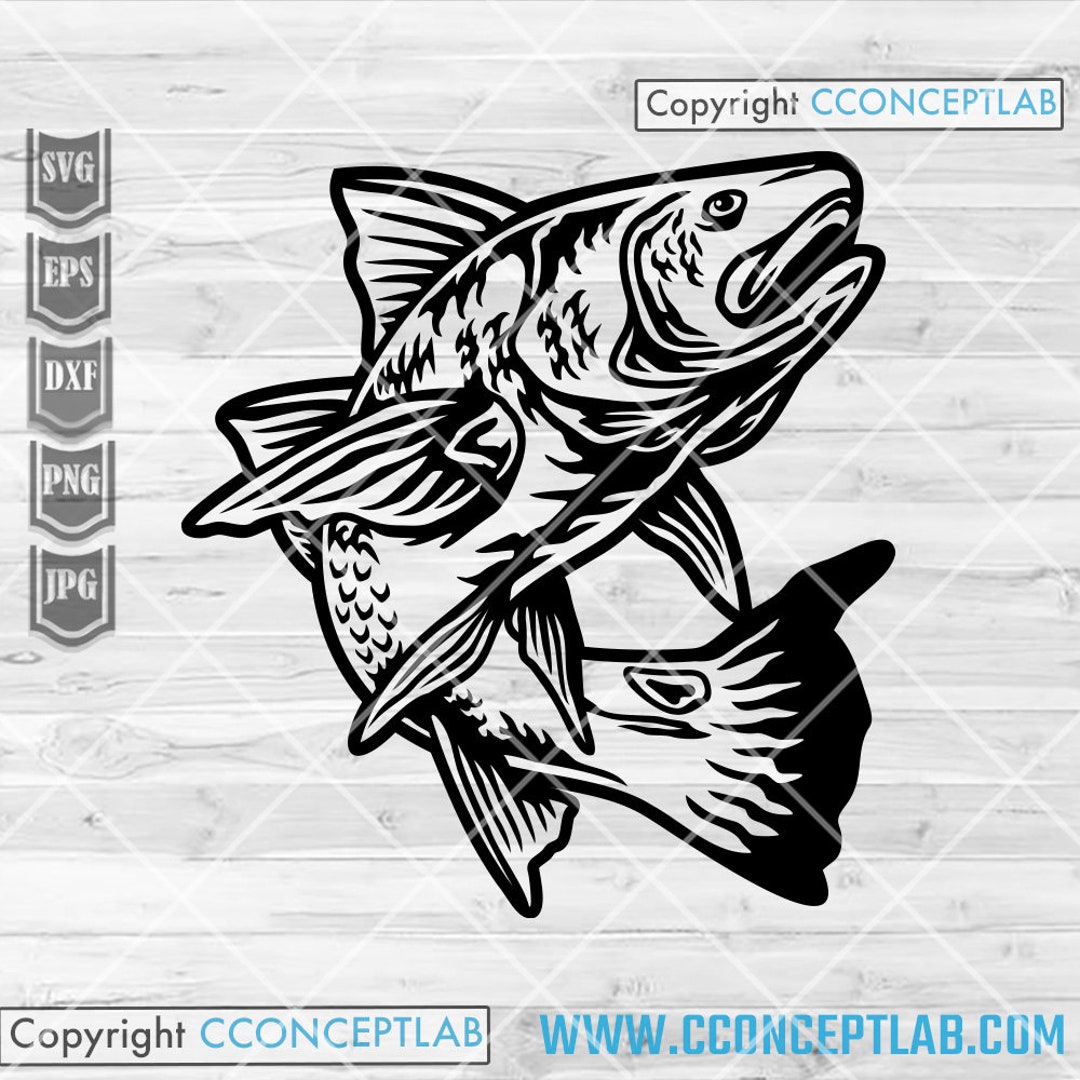 Red Drum Fish Svg | Salt Water Fish Clipart | Sea Angling Cutfile ...
