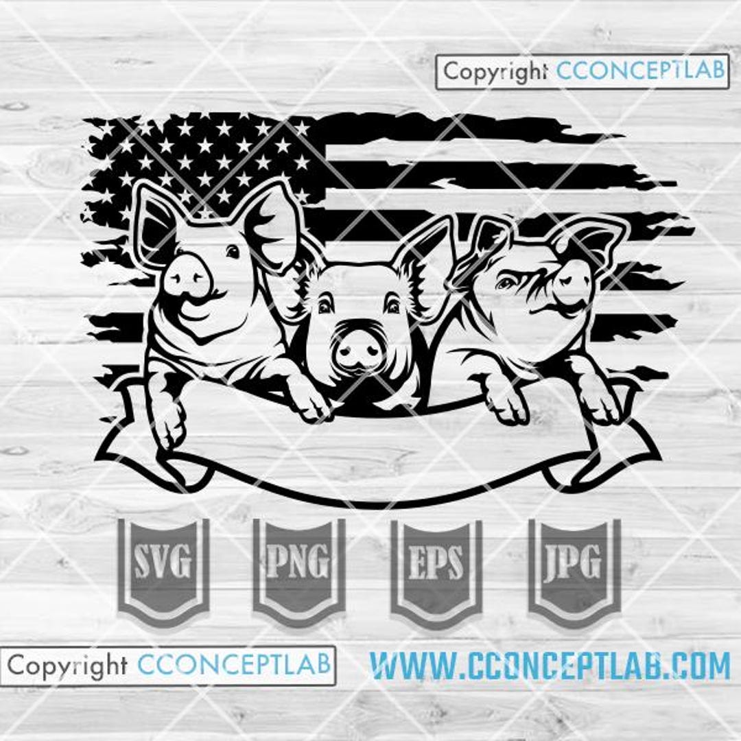 Pigs Svg | US Farm Pigs Clipart | Farm Animal Cutfile | Cute Animals ...