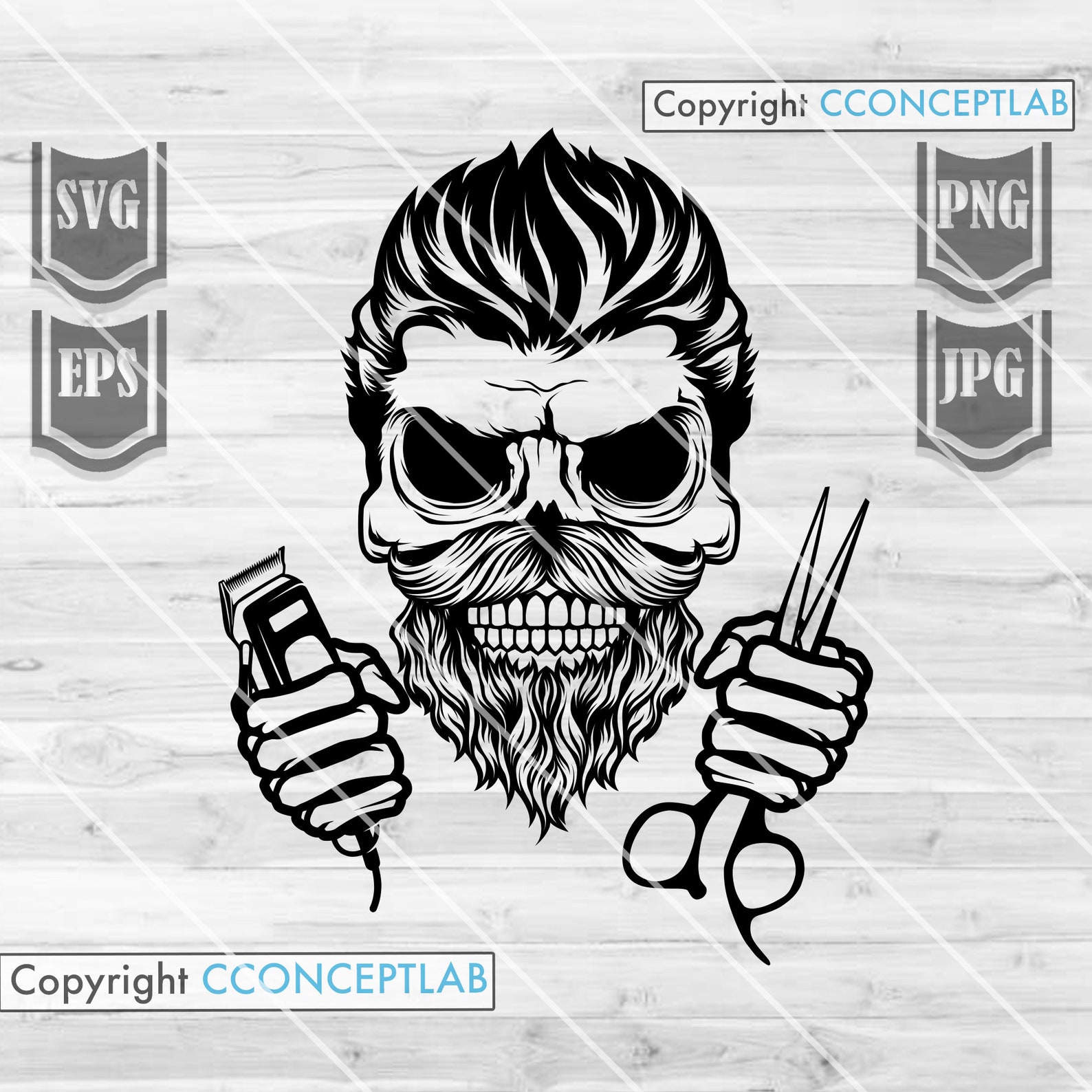 Barber Skull Svg File || Barbershop Monogram Svg || Barbershop Svg ...