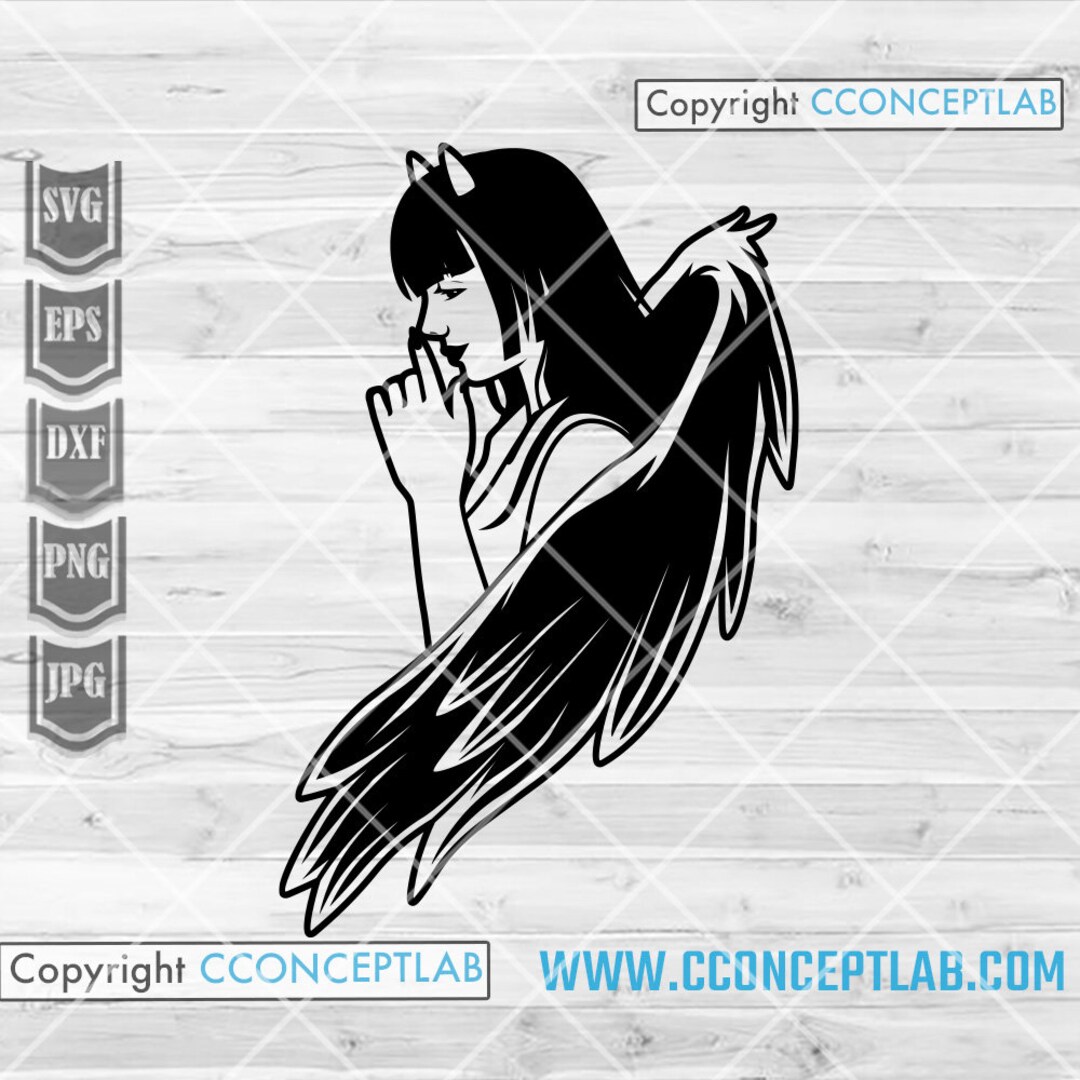 Devil Svg | Bad Angel Clipart | Goth Girl Praying Stencil | Gothic Lady ...