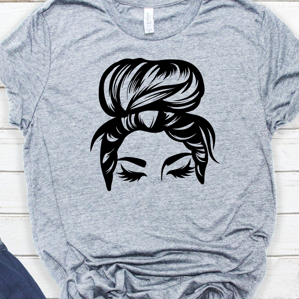 Bundle 3 Messy Bun Hair Svg File Messy Hair Style Svg - Etsy