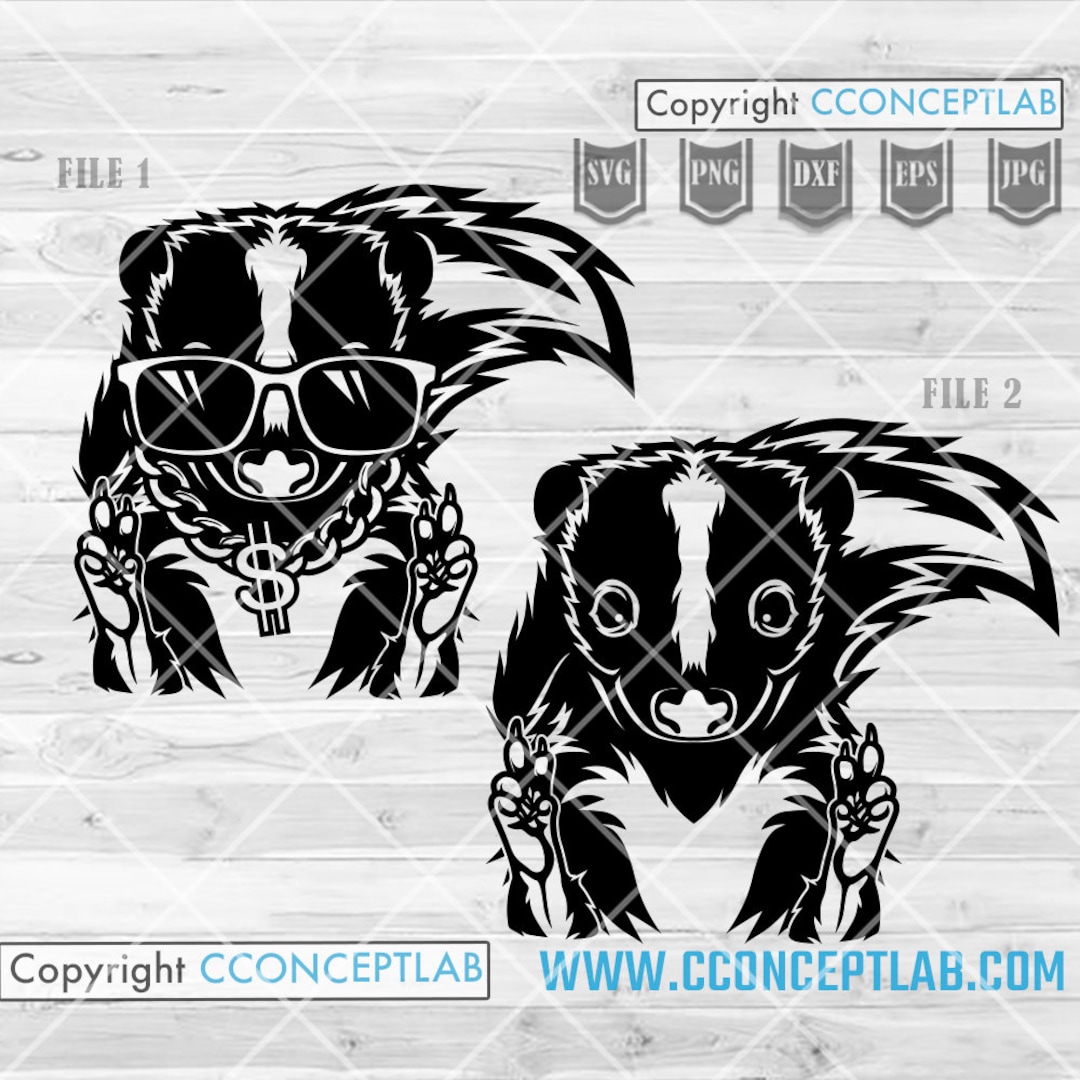 Swag Skunks Svg | Woodland Animal Clipart | Gangster Skunk Stencil ...