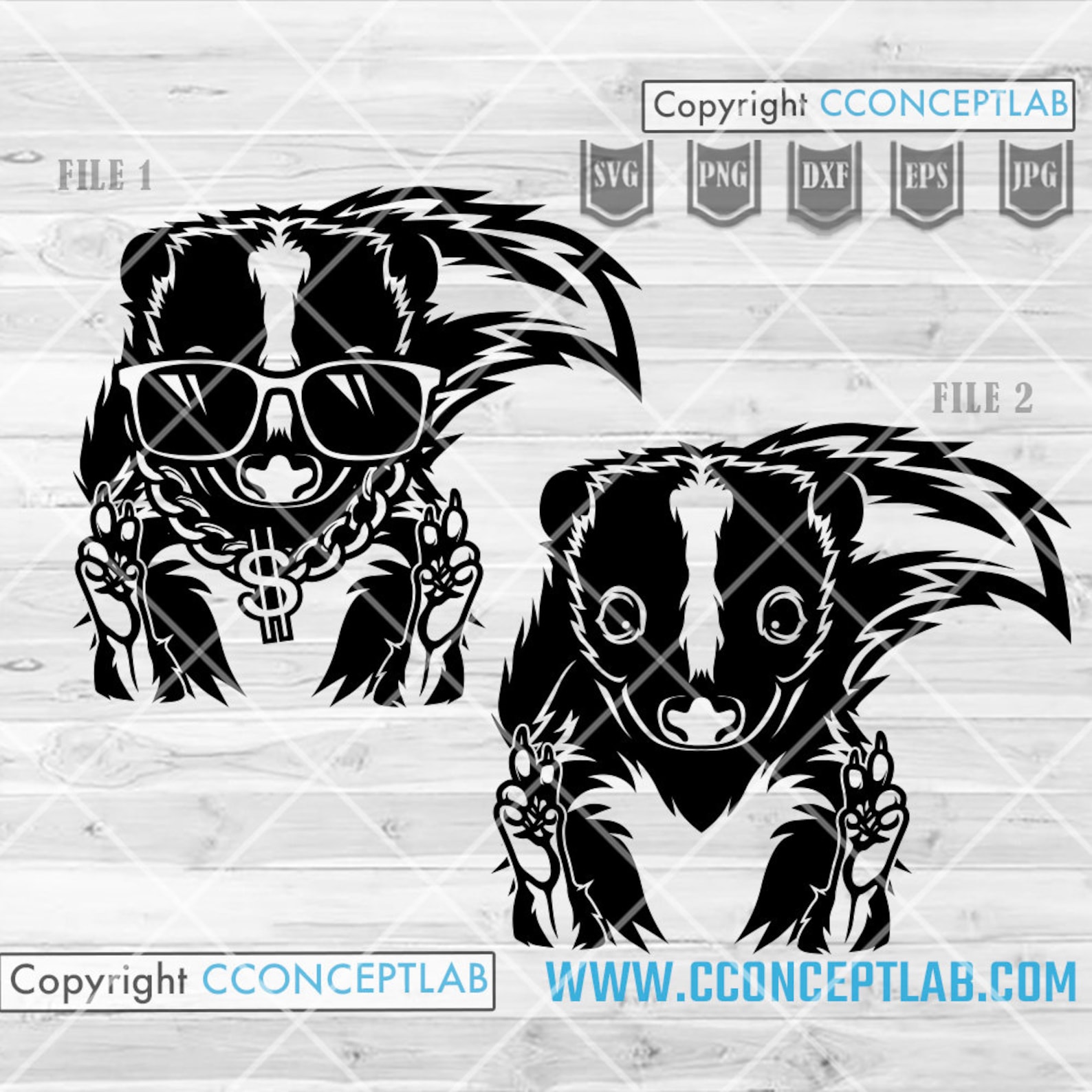 Swag Skunks Svg Woodland Animal Clipart Gangster Skunk - Etsy