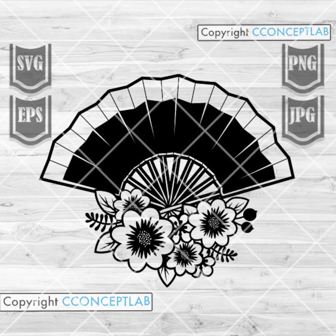 Floral Hand Fan Svg | Hand Fan Clipart | Hand Fan Cutfile | Hand Fan ...