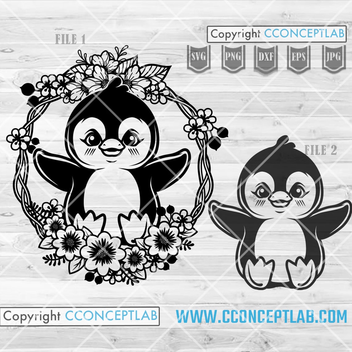 Cute Penguin Svg Floral Animal Clipart Baby Penguin - Etsy