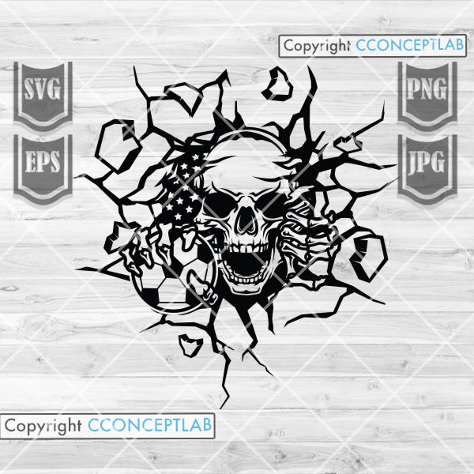 Smashing Wall Skull Soccer svg Soccer svg Sports svg | Etsy
