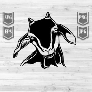Goat Svg | Farm Animal Clipart | Goat Head Stencil | Barn Animal Cut ...