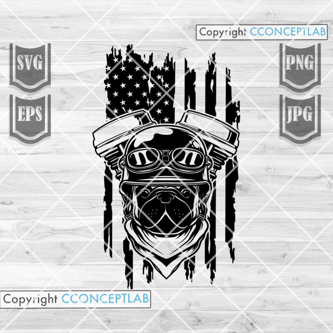 Biker Svg | Pug Svg US Biker Pug Svg | Animal Ride Motorbike Clipart ...
