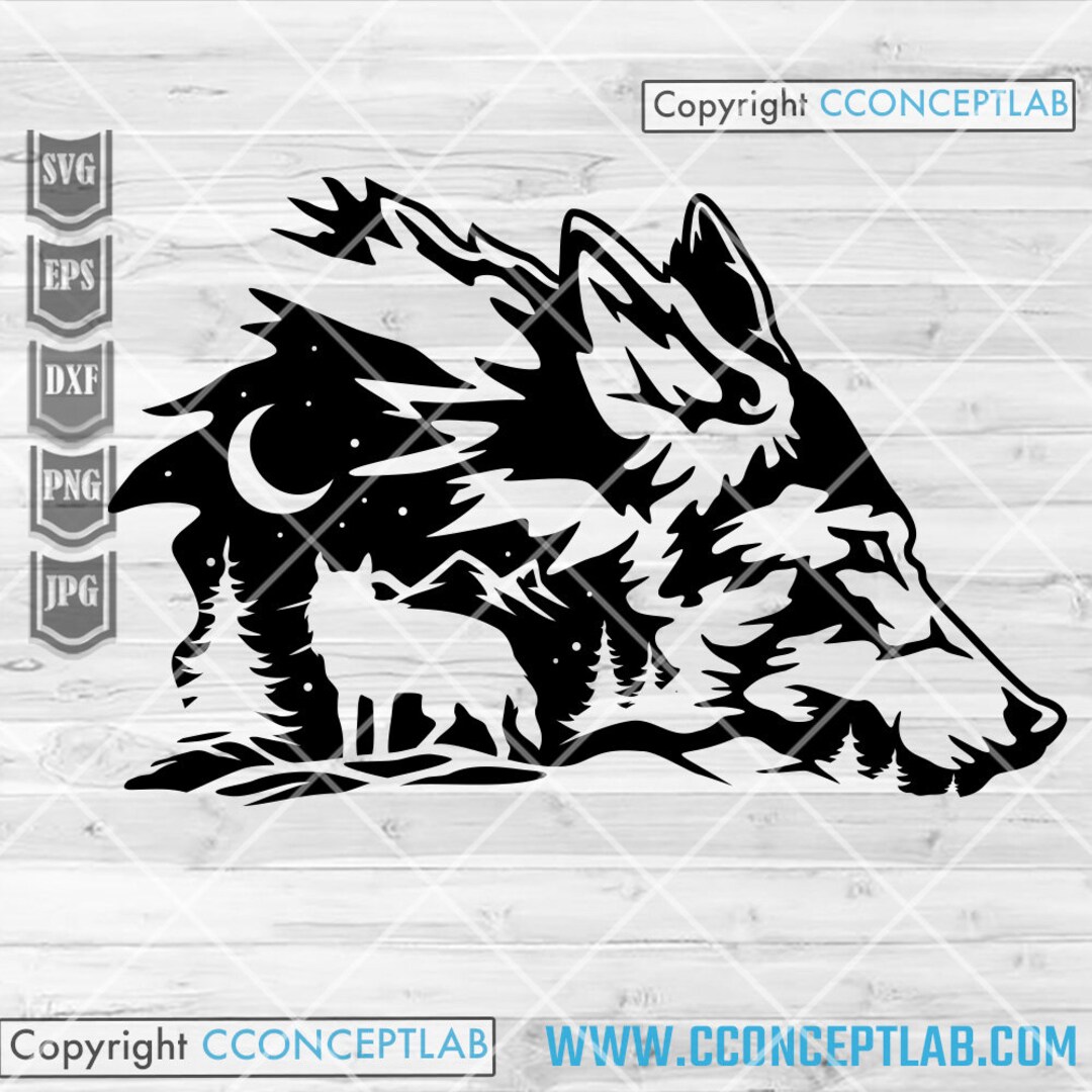 Wolf Scene Svg | Wild Animal Clipart | Woodland Cutfile | Outdoor ...