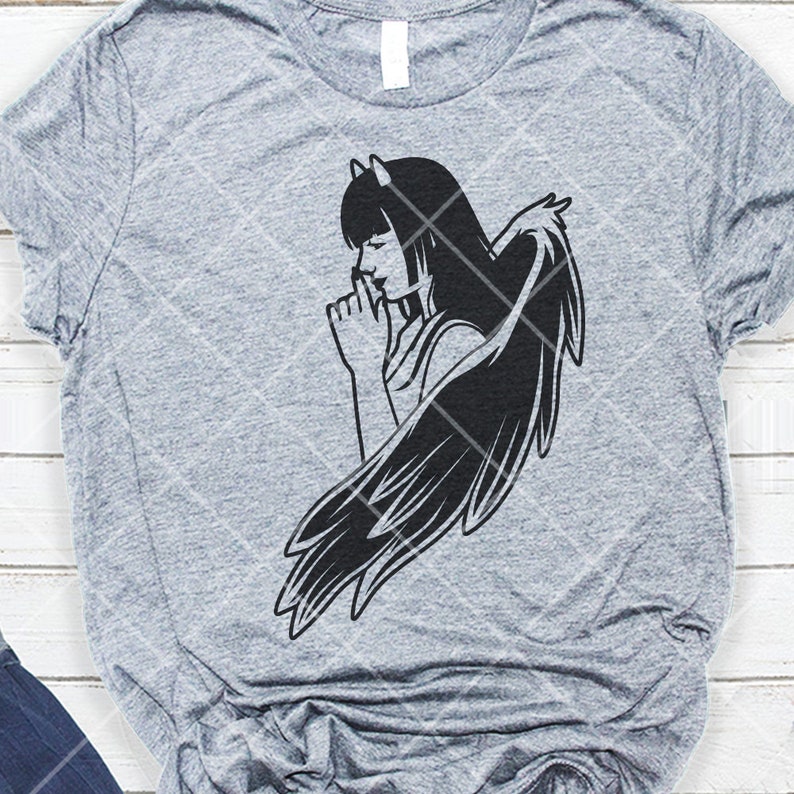 Devil Svg Bad Angel Clipart Goth Girl Praying Stencil - Etsy