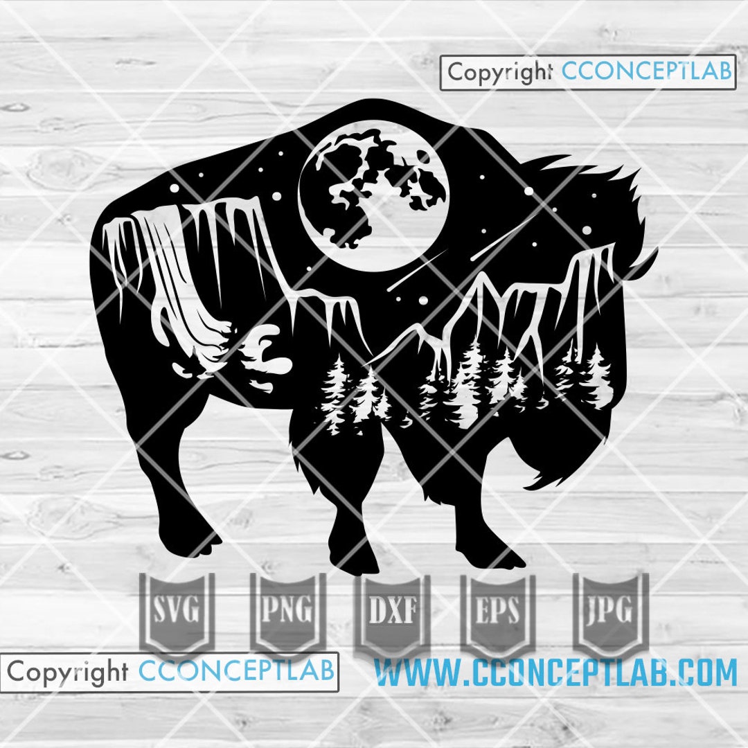 Buffalo Scene Wilderness Svg | Western Clipart | Bull Cut File | Wild ...