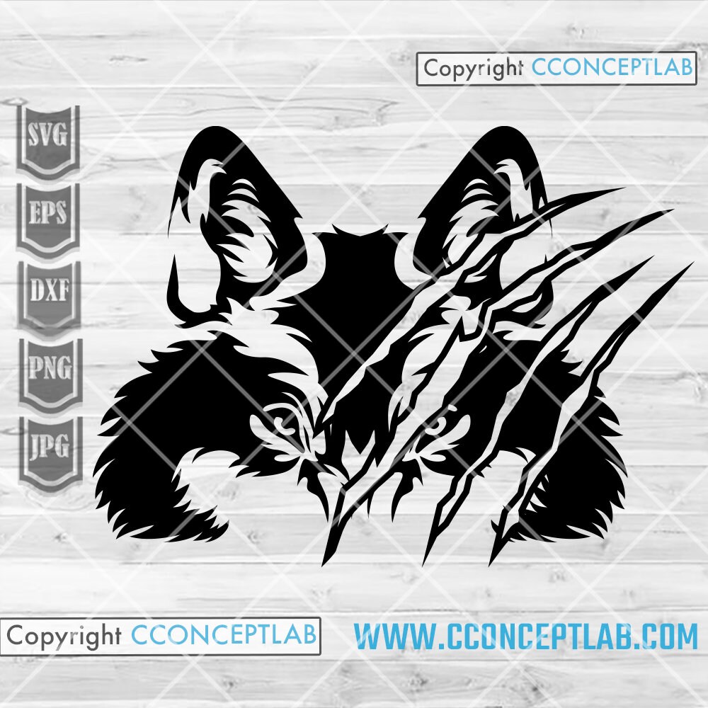 Wolf Scratch Svg | Wild Animal Clipart | Big Claws Stencil | Zoo Crew ...