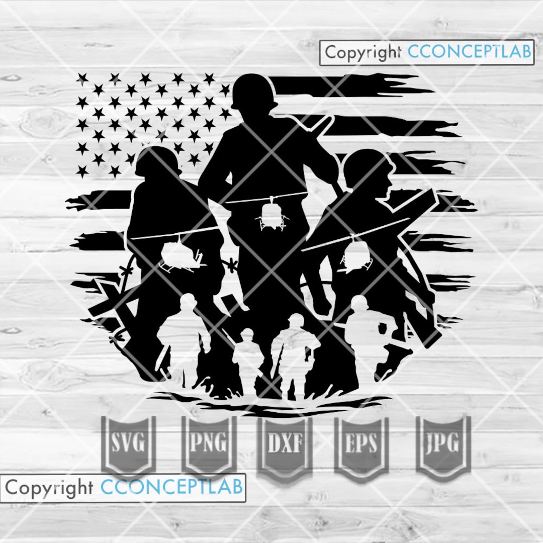 US Military Scene Svg | Combat Soldier Cut File | Veteran Shirt Gift ...