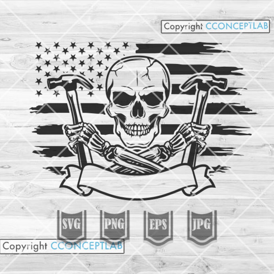 US Carpenter Skull Svg | Carpenter Clipart | Carpenter Cutfile | US ...