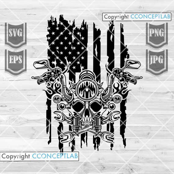 US Biker Skull Svg Big Bike Rally T-shirt Design Png Rider - Etsy