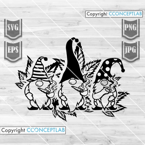 3 Gnomes Smoking Joint Weed Svg Gnomes Svg Gnomes - Etsy