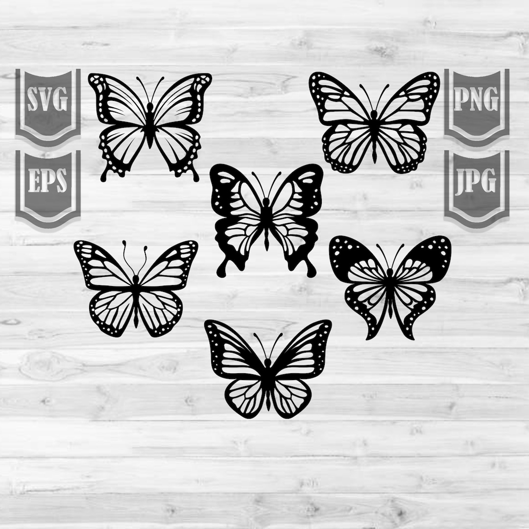 6 Butterflies Bundle Svg Files || Butterfly Svg || Butterfly Clipart ...