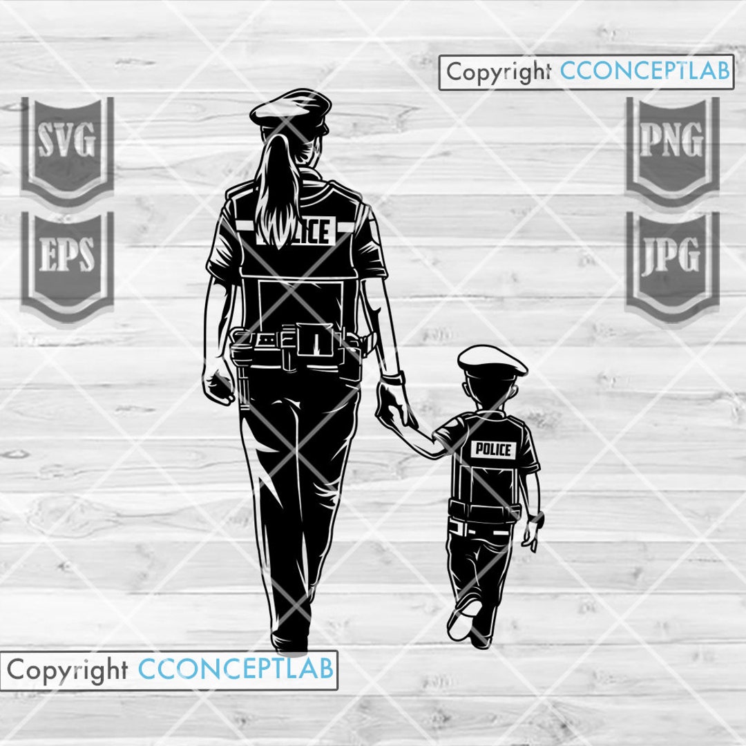 Police Mom and Son Svg | Mother and Kid Clipart | Momlife Cut File ...
