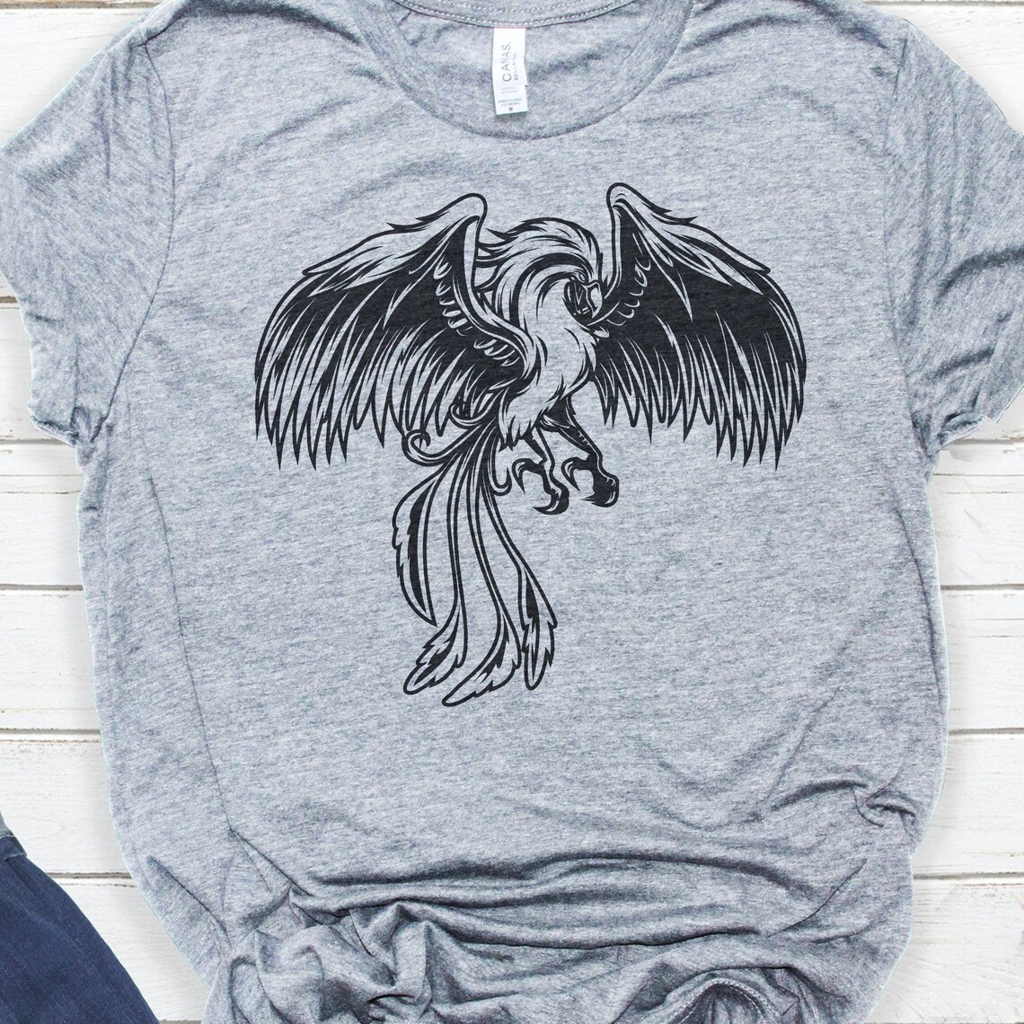 Phoenix Svg Myth Creature Stencil Mystical Bird Cutfile - Etsy