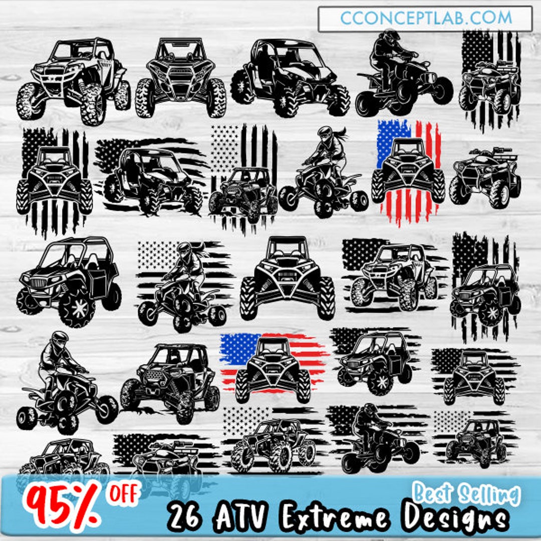 26 ATV Extreme Sports SVG Mega Bundle | RZR Clipart | Monster Truck ...