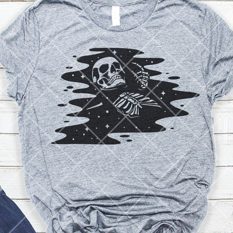 Skull Floating Svg Human Skeleton Cutfile Outer Space - Etsy