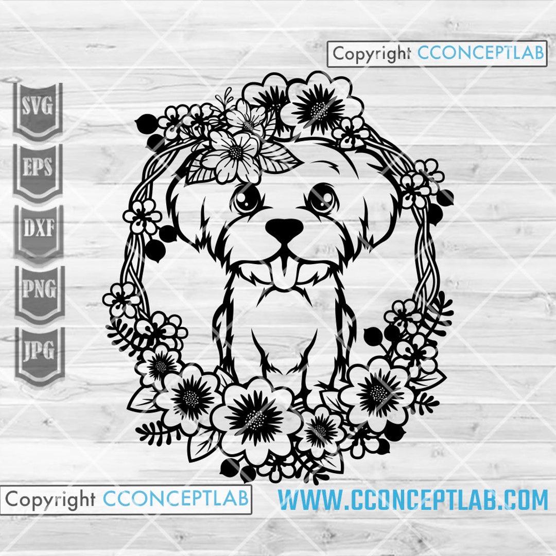 Baby Floral Golden Doodle Svg | Flower Dog Clipart | Paw Lover Shirt ...