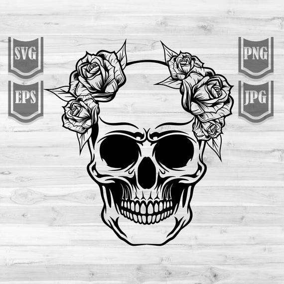 Skull Rose Svg Floral Skull Cut File Human Skeletal Head - Etsy