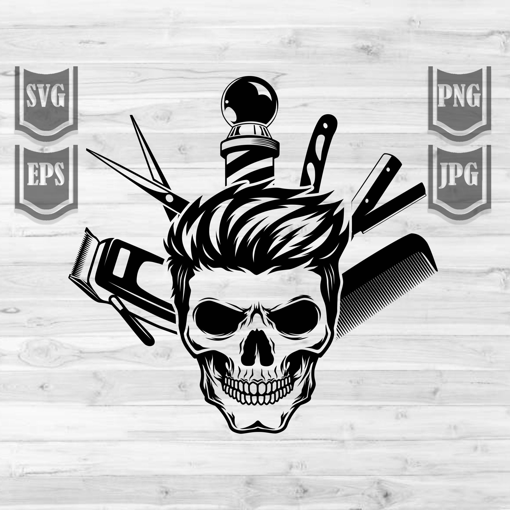 Barber Skull Svg File // Barber Shirt // barber Skull | Etsy