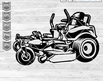 Zero Turn Lawn Mower Svg | Grass Cutter Clipart | Gardener Dad Cutfile ...
