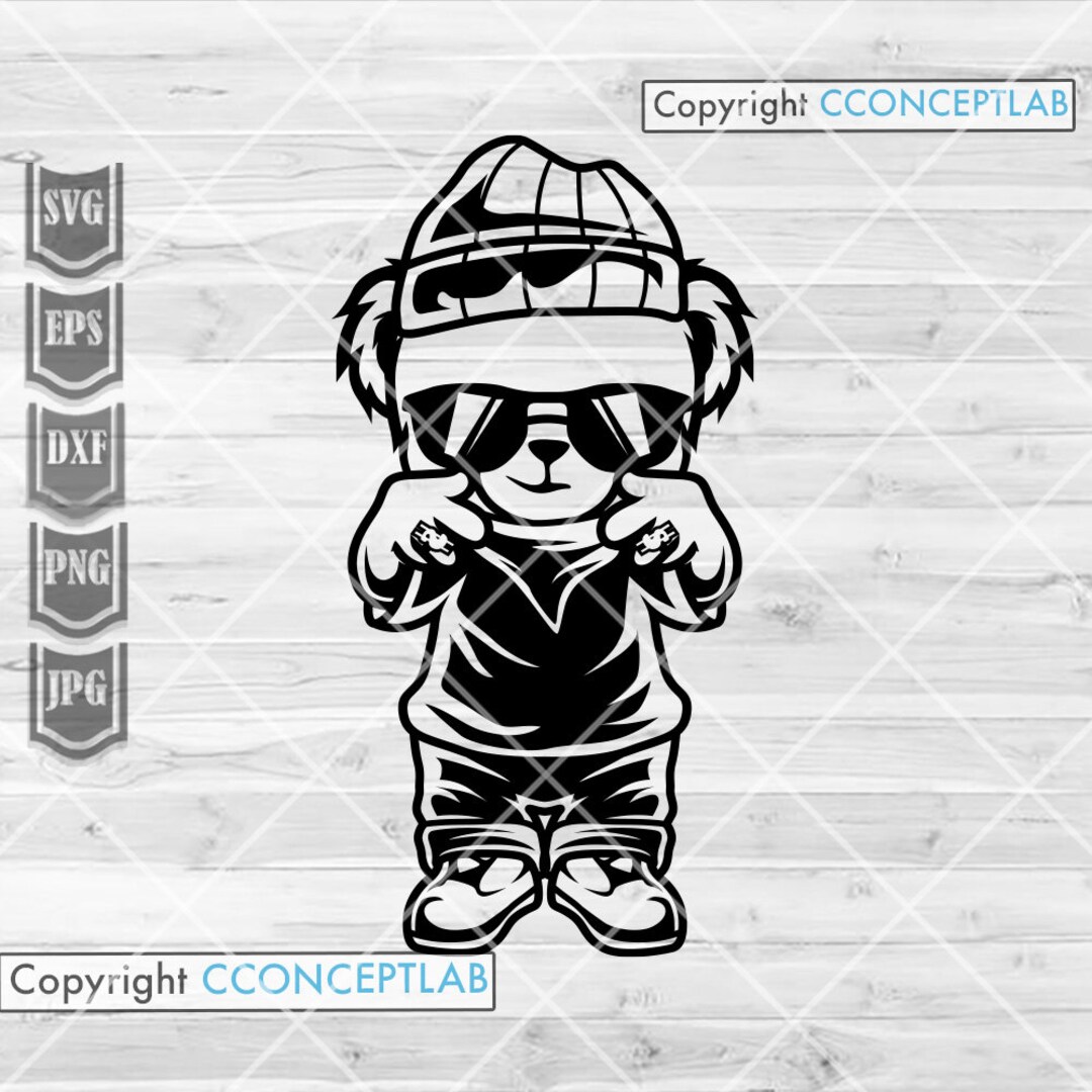 Hip Hop Teddy Svg | Hipster Teddy Clipart | Gangster Bear Cutfile ...