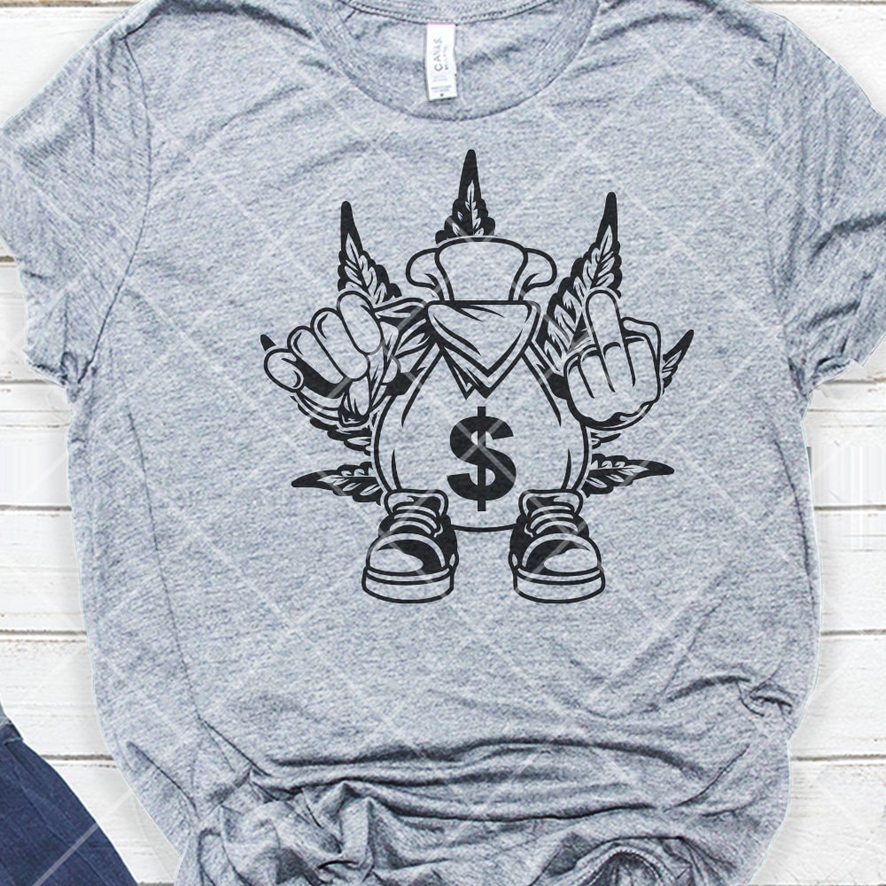 Money Bag Pop Culture Middle Finger Smoking Weed Svg High - Etsy