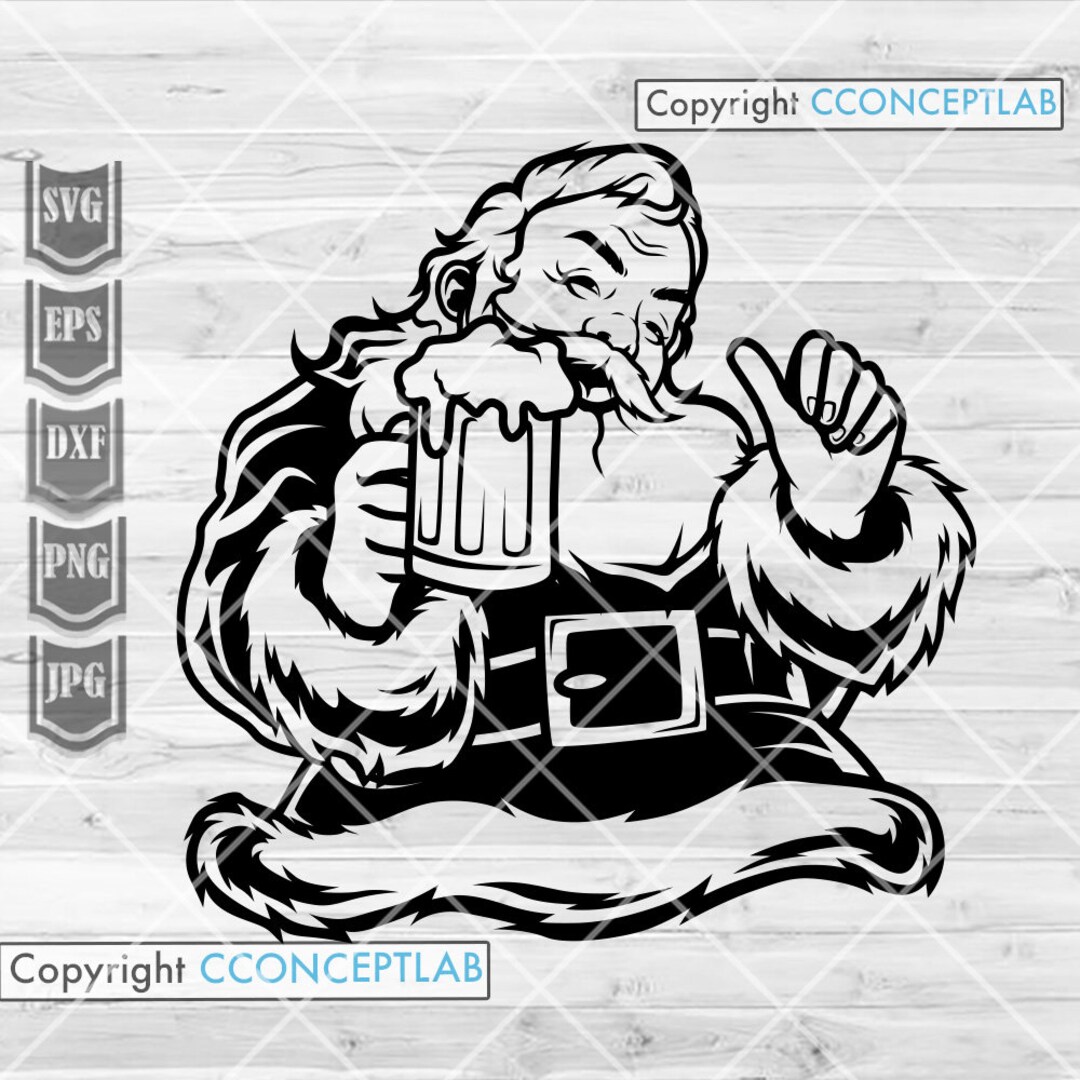 Santa With Beer Svg | Santa Claus Clipart | Christmas Shirt Png | Tis ...