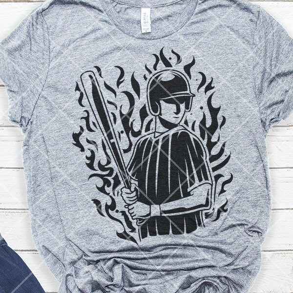 Baseball Player Svg | Sports Dad Gift Idea | Batter Flaming Cutfile ...
