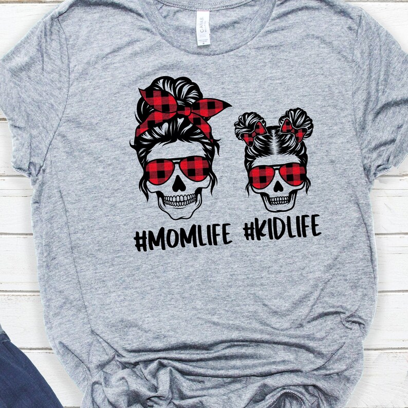 Mom Life Kid Life Svg || Mom Life Svg || Buffalo Plaid Mom Skull Svg ...