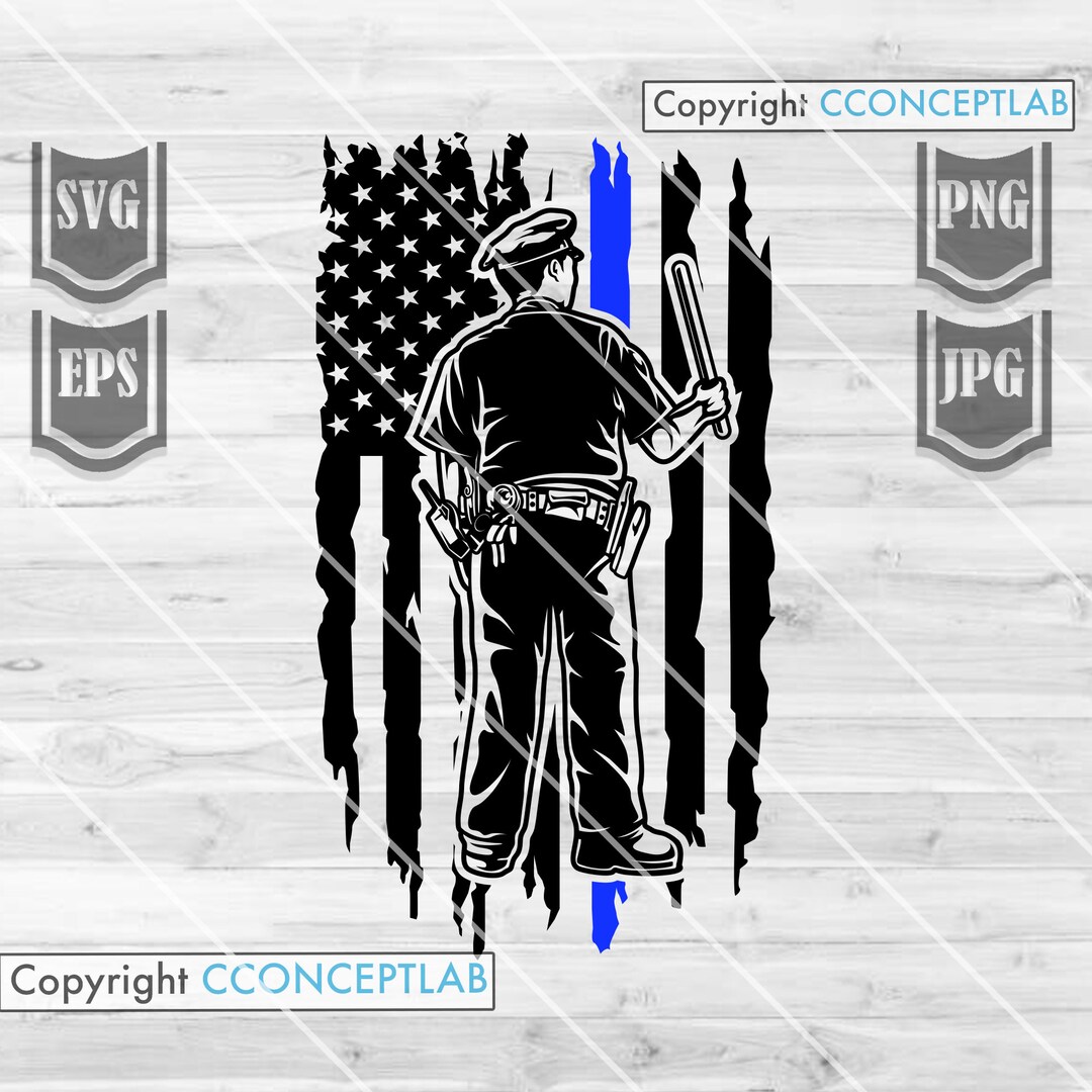 US Policeman Svg | Blue Line Clipart | First Responder Cut File ...