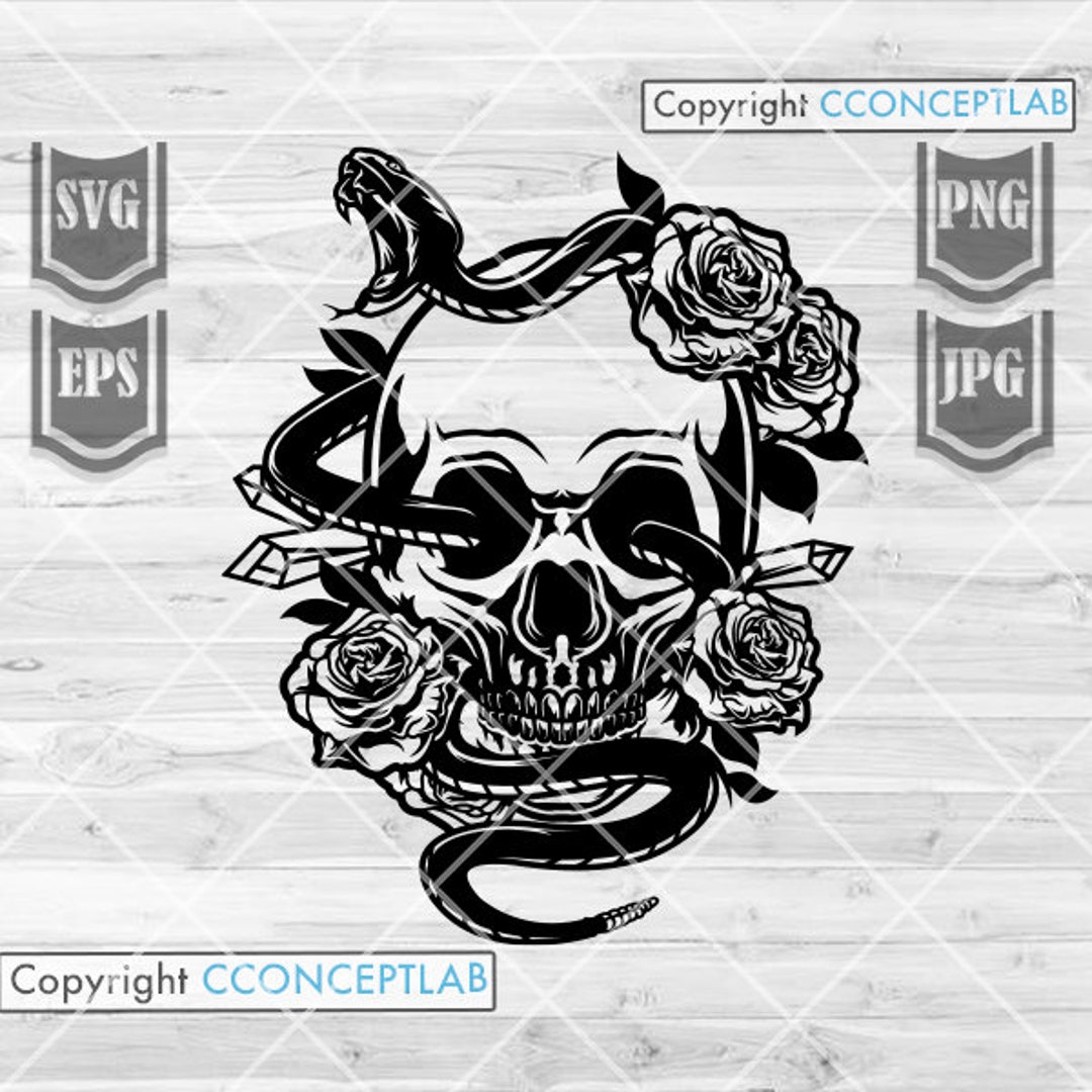 Floral Skull Snake Svg | Floral Snake Svg | Snake Skull Svg | Floral ...