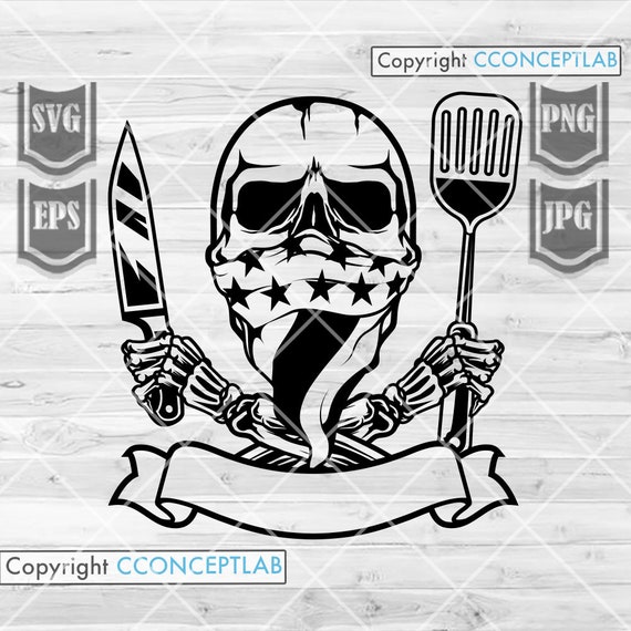 US Chef Skull Svg Cooking Tools Clipart Grill Master - Etsy