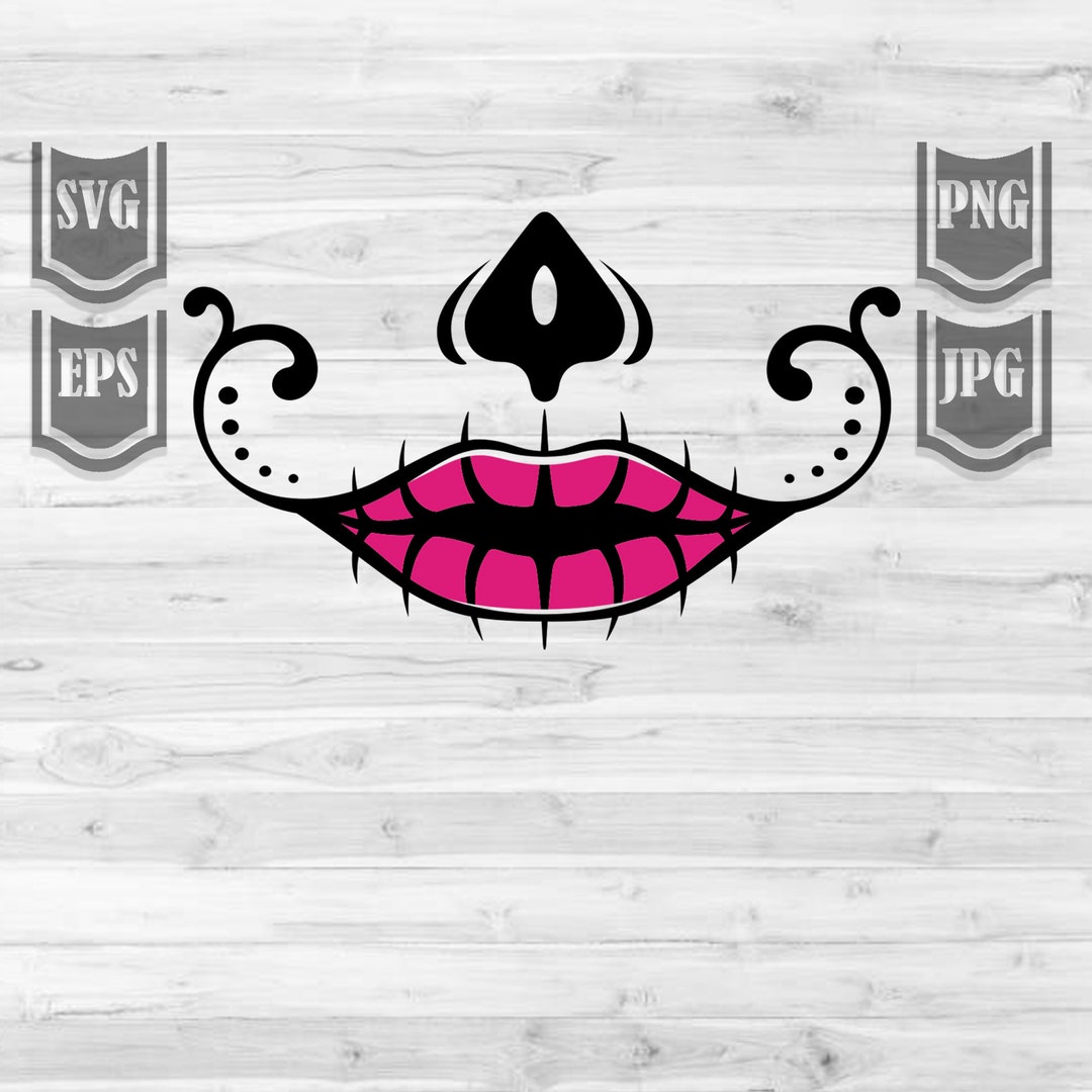 Catrina Mouth Svg File | Sugar Skull Mouth Svg | Face Mask Design ...