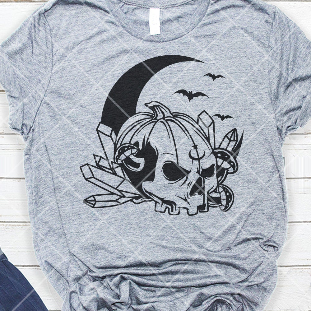Pumpkin Skull svg | Halloween Shirt png | Creepy Celestial Cutfile ...