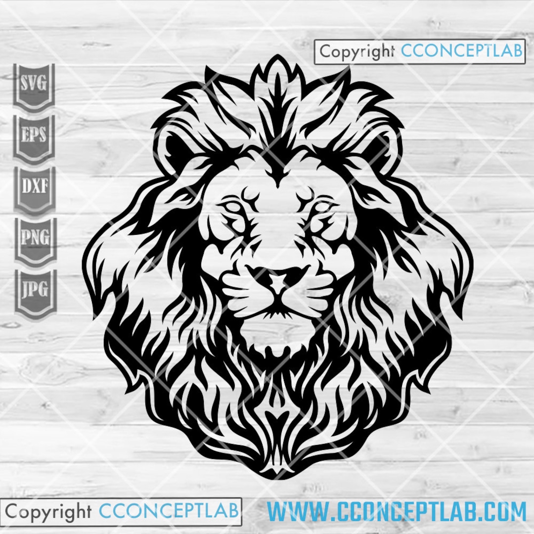 Lion Svg | Wildlife Clipart | Animal King Dxf | Big Cat Stencil | Roar ...