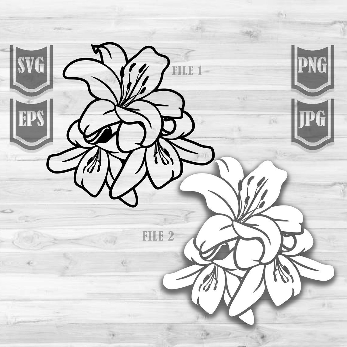 Lily Flower Svg File 2 Files Availble for Light and Dark - Etsy