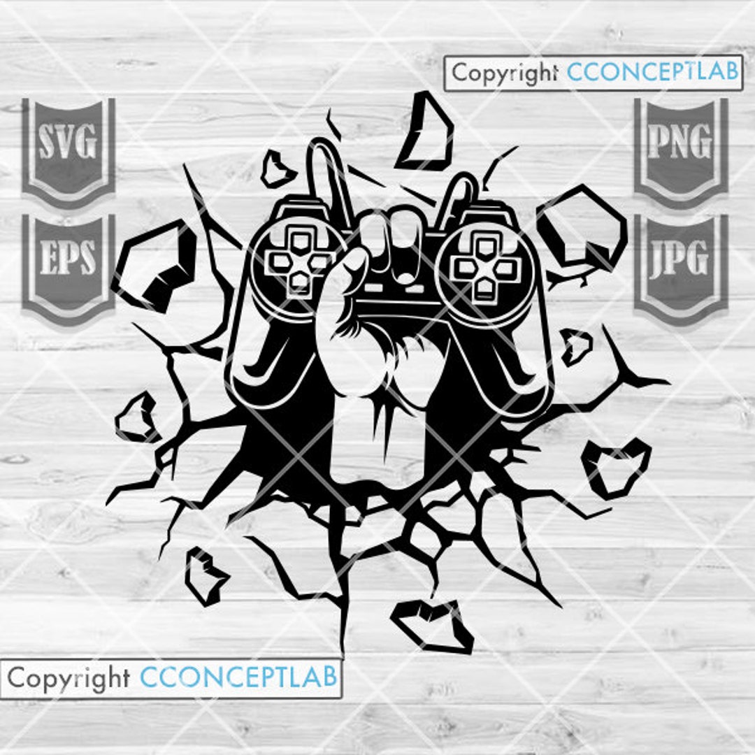 Smashing Wall Gamer Svg | Smash Wall Console Svg | Gamer Joystick Svg ...