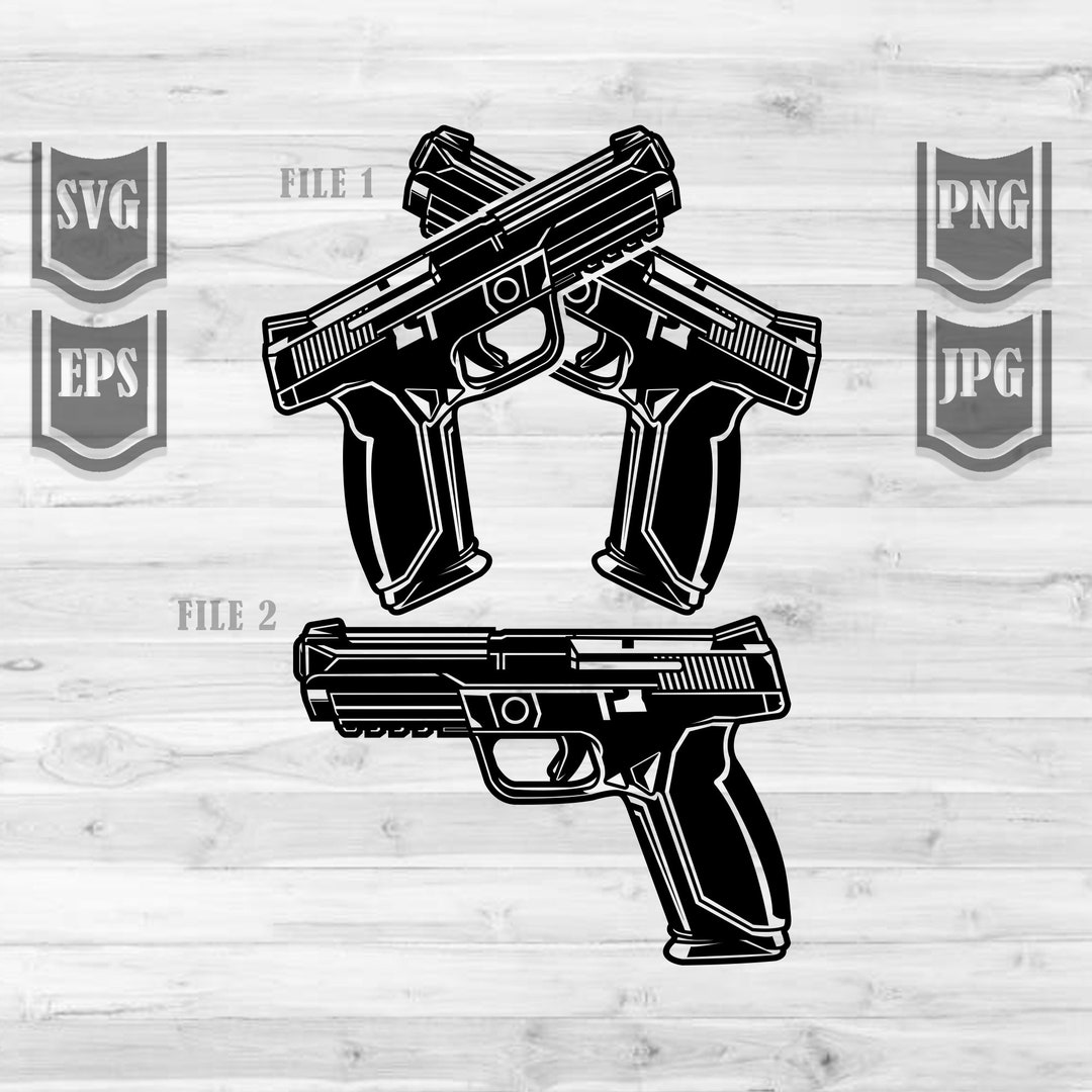 45 Caliver Handgun Svg File Gun Svg Handgun Pistol Svg Gun Clipart ...