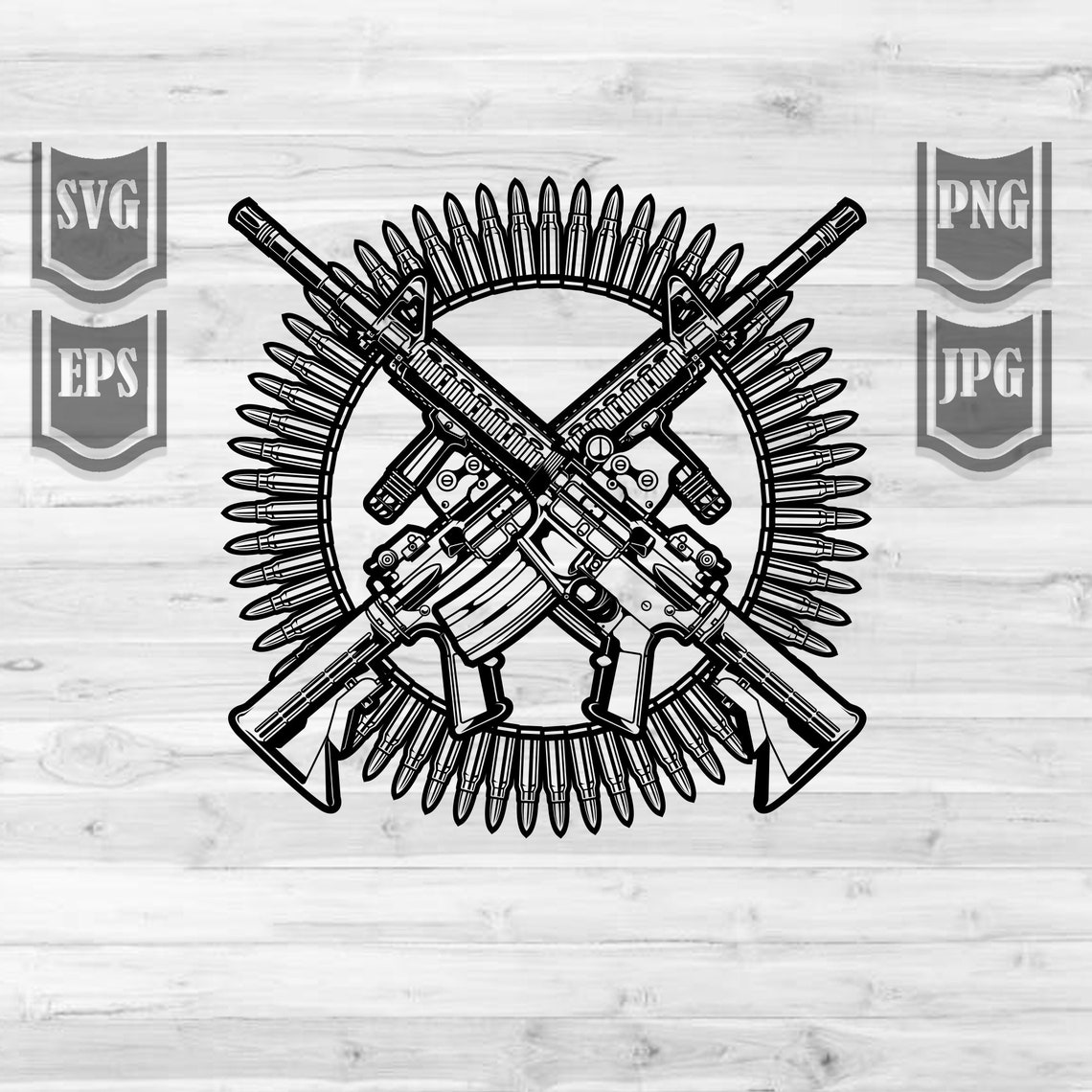 Guns and Ammo Svg File || Soldier Gun Svg || Combat Gun and Ammo ...