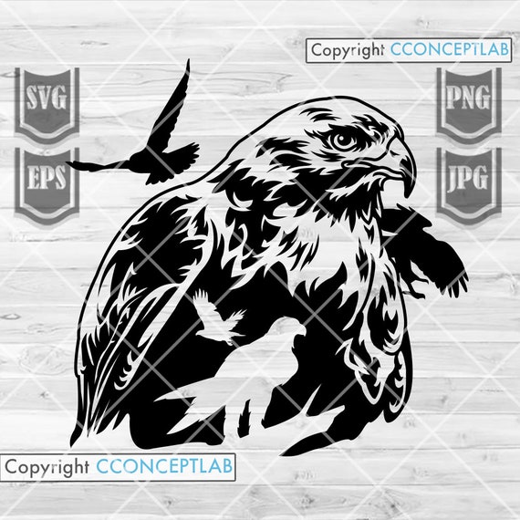 Hawk Svg Hawk Clipart Hawk Cutfile Hawk Stencil Hawk - Etsy